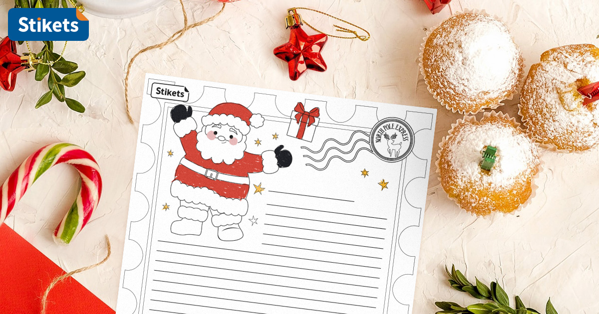 Letter Post card from Santa Claus to write and color - Stikets