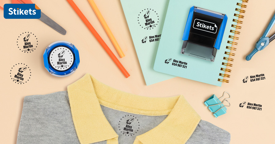 Personalised Name Stamps marking clothes and paper in seconds - Stikets