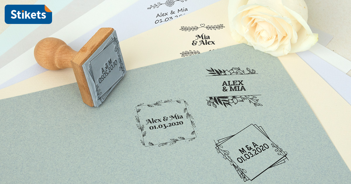 Custom square stamps for weddings - Stikets